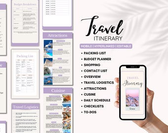 Mobile Travel Itinerary Template, Travel Guide, Travel Itinerary Canva ...