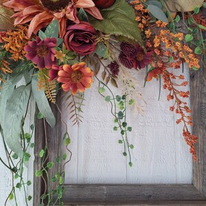 Fall Picture Frame Wreath, Rustic Wooden Frame Wreath, Autumn Sunflower ...