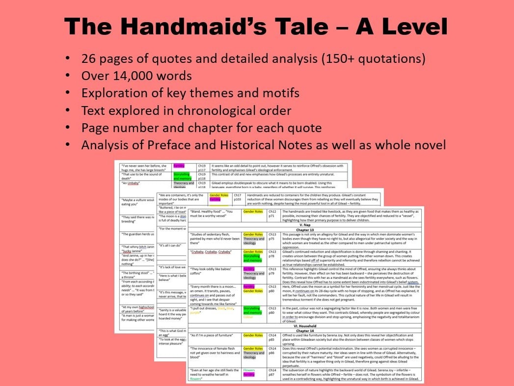 A the Handmaid's Tale Quote Bank and Analysis A-level English ...