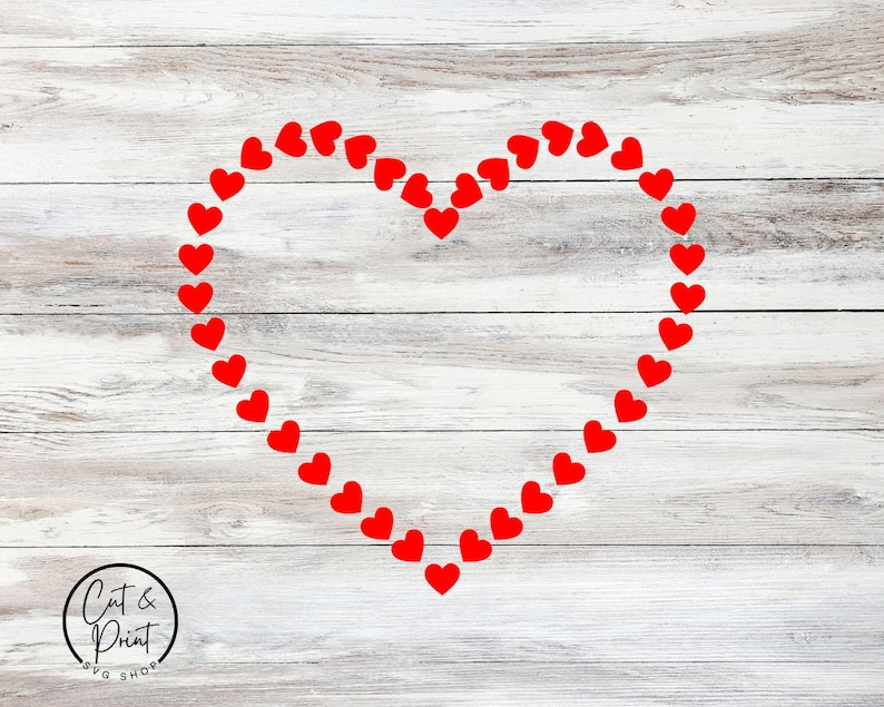 Heart SVG, Heart Png, Heart Made of Hearts Frame SVG, Heart Frame ...
