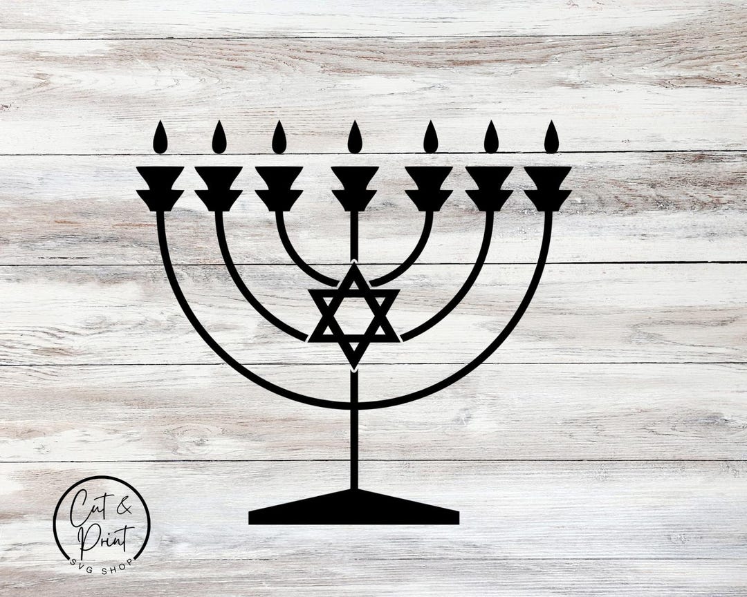Menorah SVG, Menorah Png, Hanukkah Menorah SVG, Star of David Menorah ...