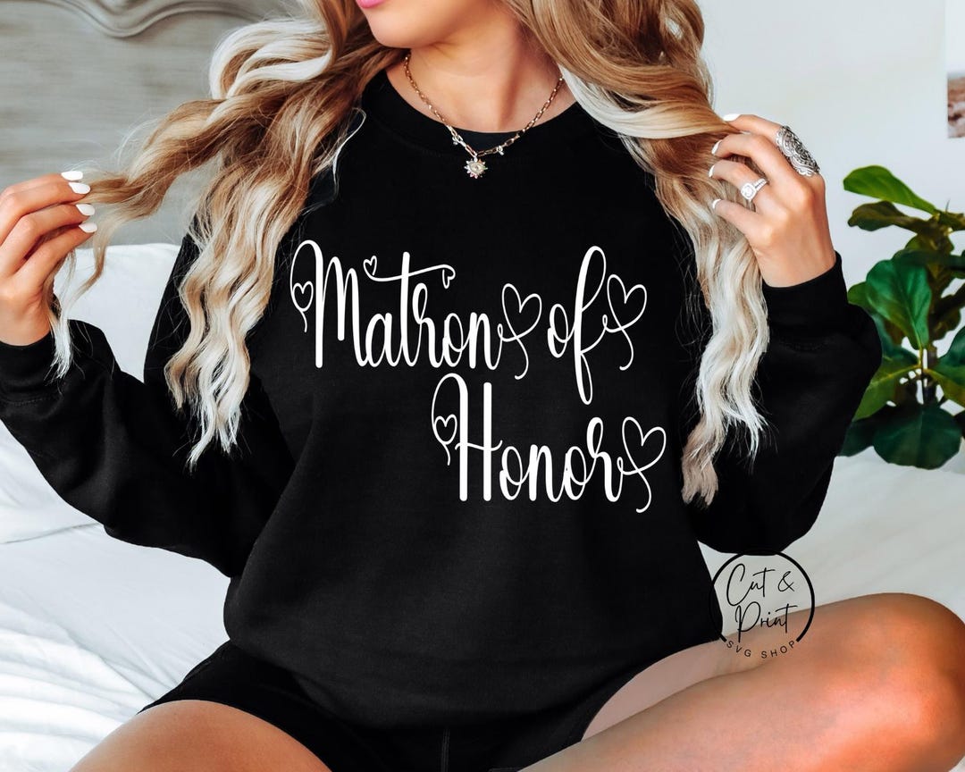 Matron of Honor SVG, Bridal Shirt PNG, White & Black Png, Shirt Png ...