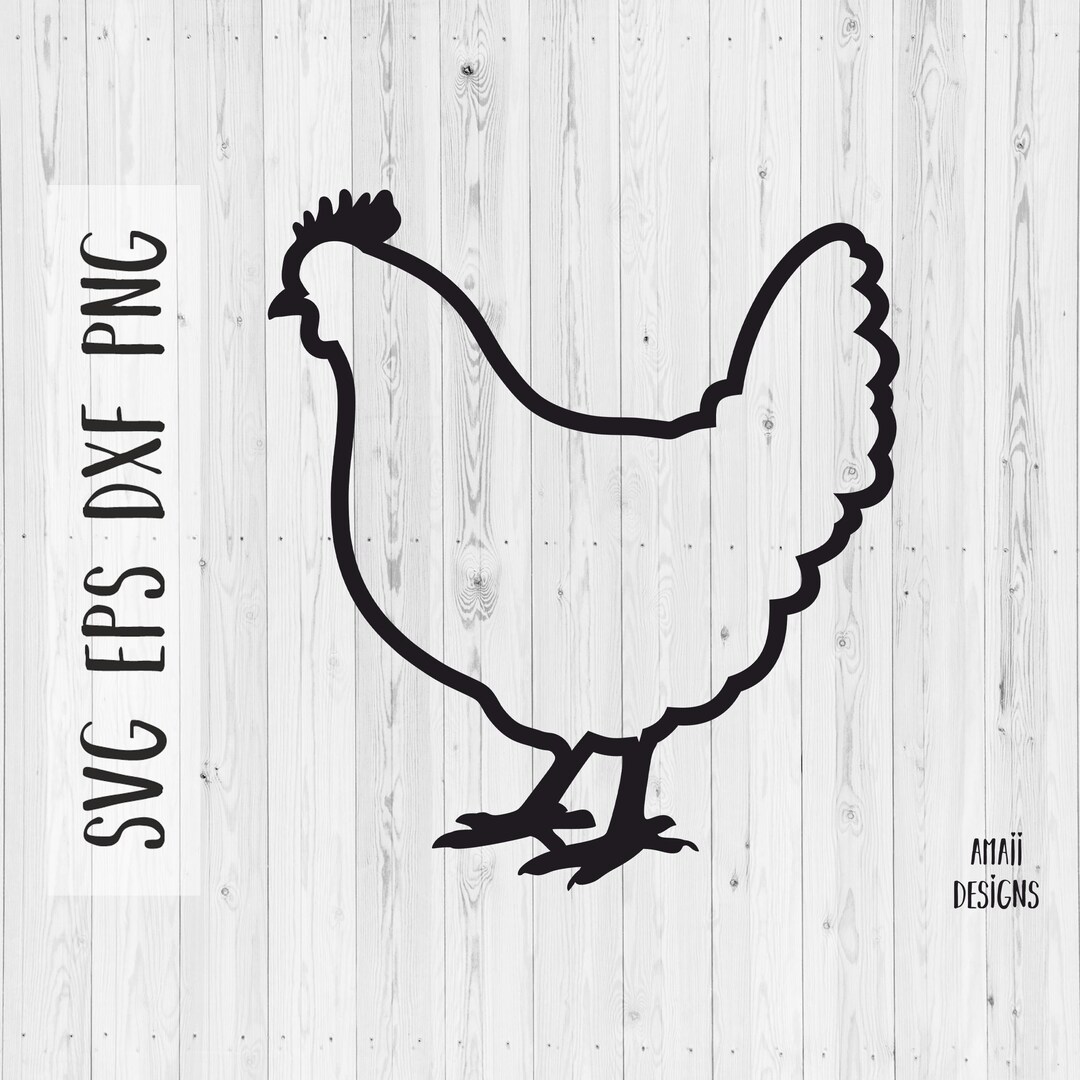Chicken Outline Svg Png Dxf Eps – Hen Line Art Clipart, Laser Cutting ...