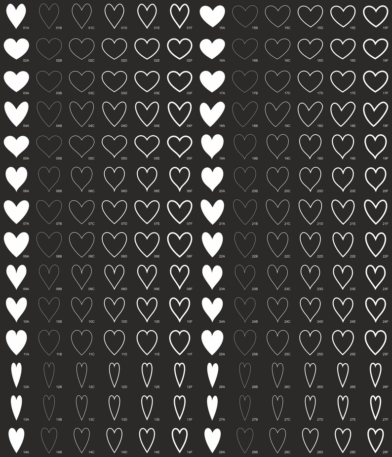 Hearts Digital Files, Different Heart Shapes, Downloadable File, Hearts ...
