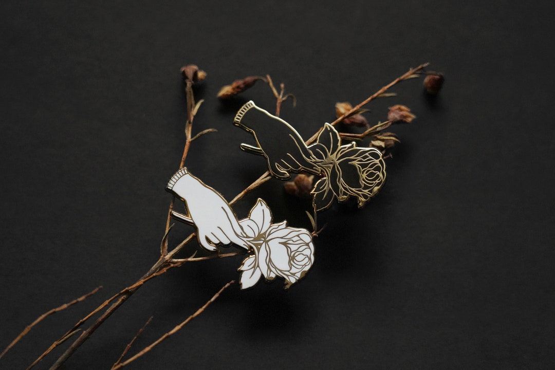 Victorian Hand Mourning Enamel Pin - Etsy