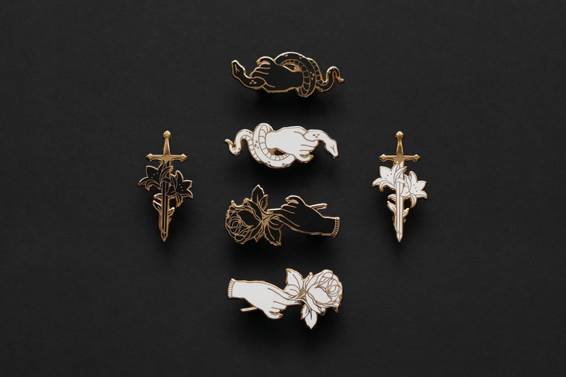 Victorian Hand Mourning Enamel Pin - Etsy