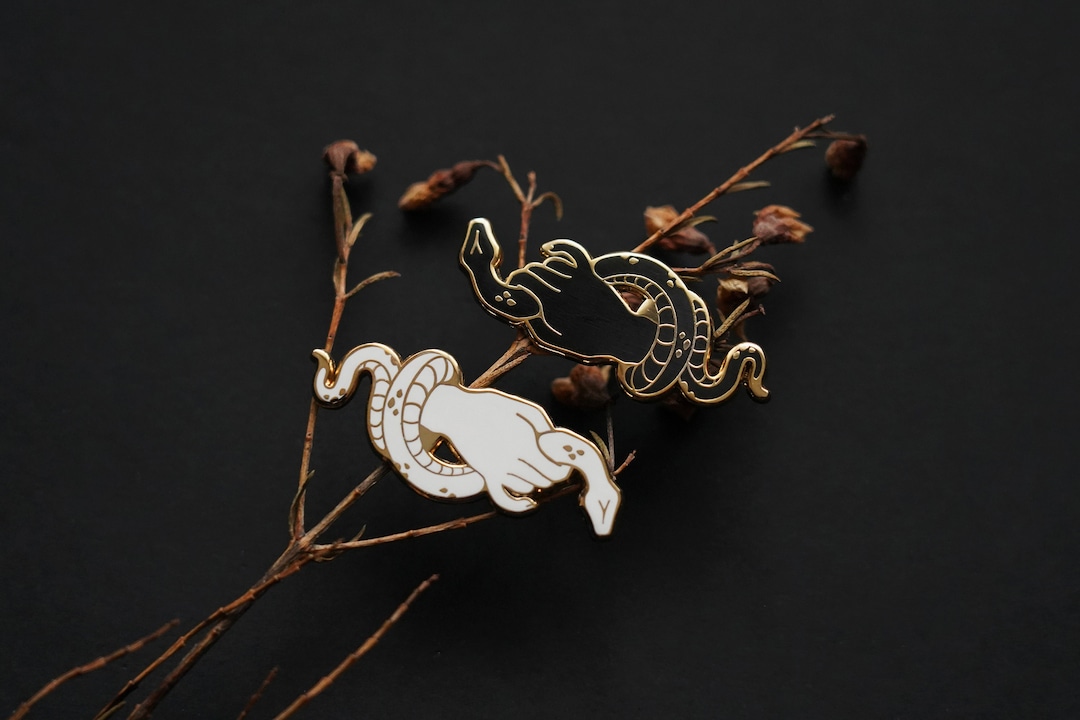 Snake Hand Mourning Enamel Pin - Etsy