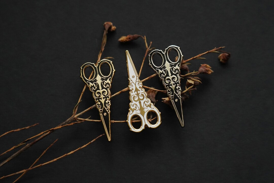 Victorian Mourning Scissors Enamel Pin - Etsy