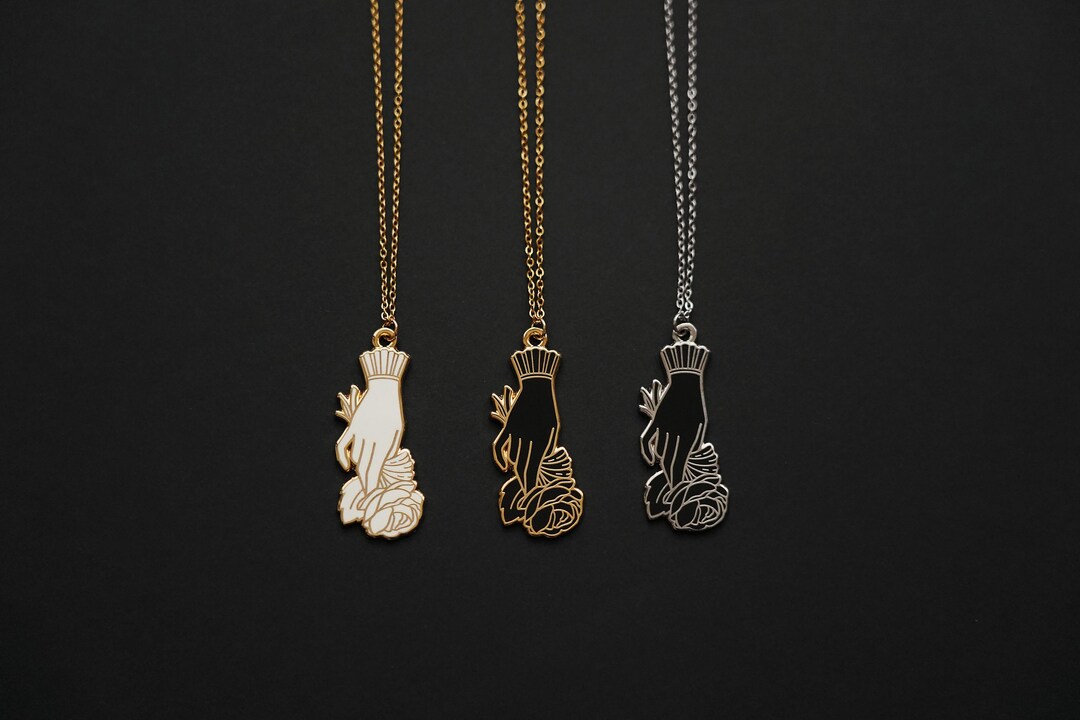 Victorian Mourning Hand Enamel Necklace Pendant - Etsy