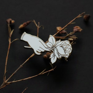 Victorian Hand Mourning Enamel Pin - Etsy