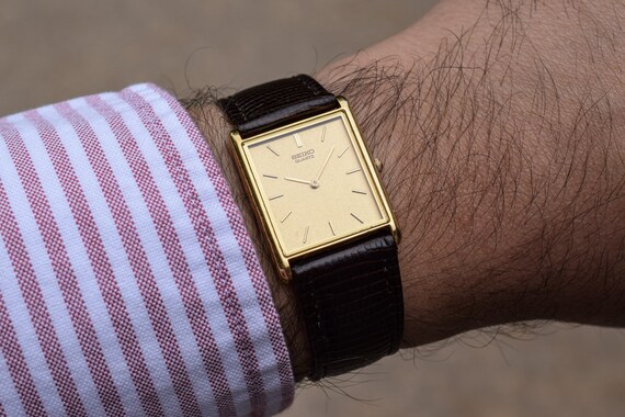 Seiko Quartz Watch Gold Tone Tank Style - Etsy