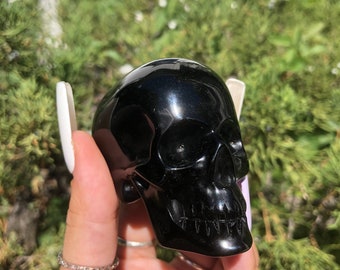 Obsidian Skull With Snail Carving - Etsy