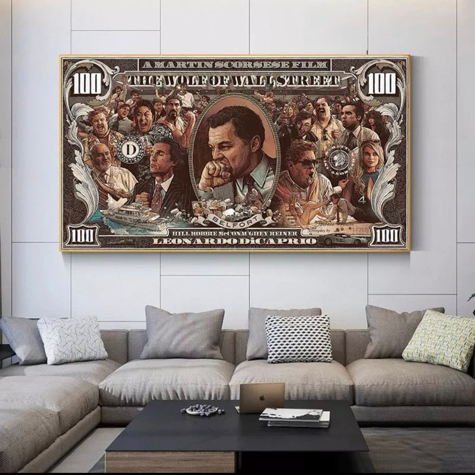 100 Dollar Bill Graffiti Painting Wolf of Wall Street Movie Scenes ...
