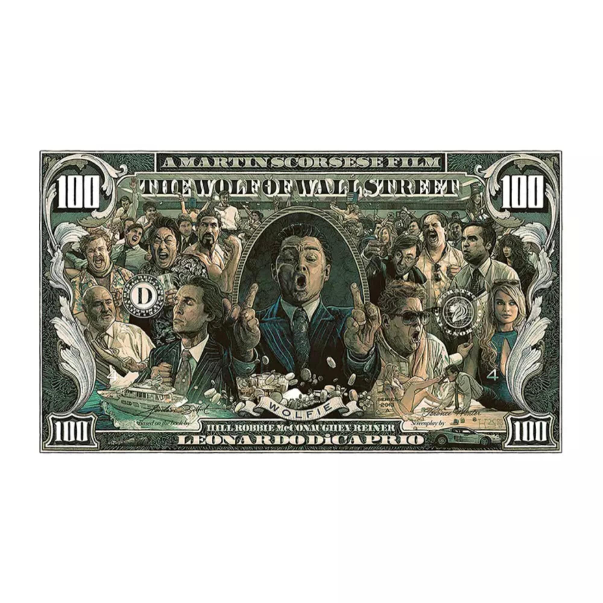 100 Dollar Bill Graffiti Painting Wolf of Wall Street Movie Scenes ...