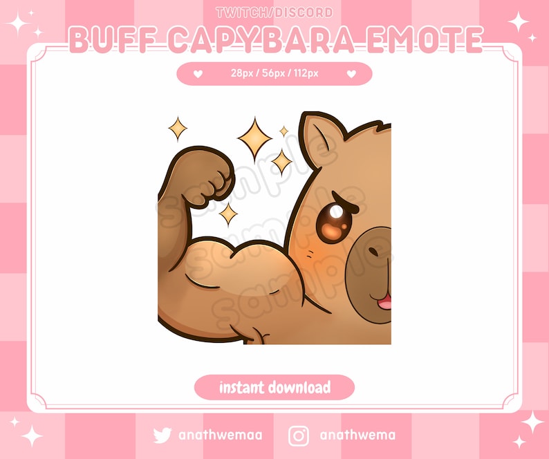 Capybara Twitch Emote BUFF MUSCULAR Discord Emotes Cute Funny Flexing ...