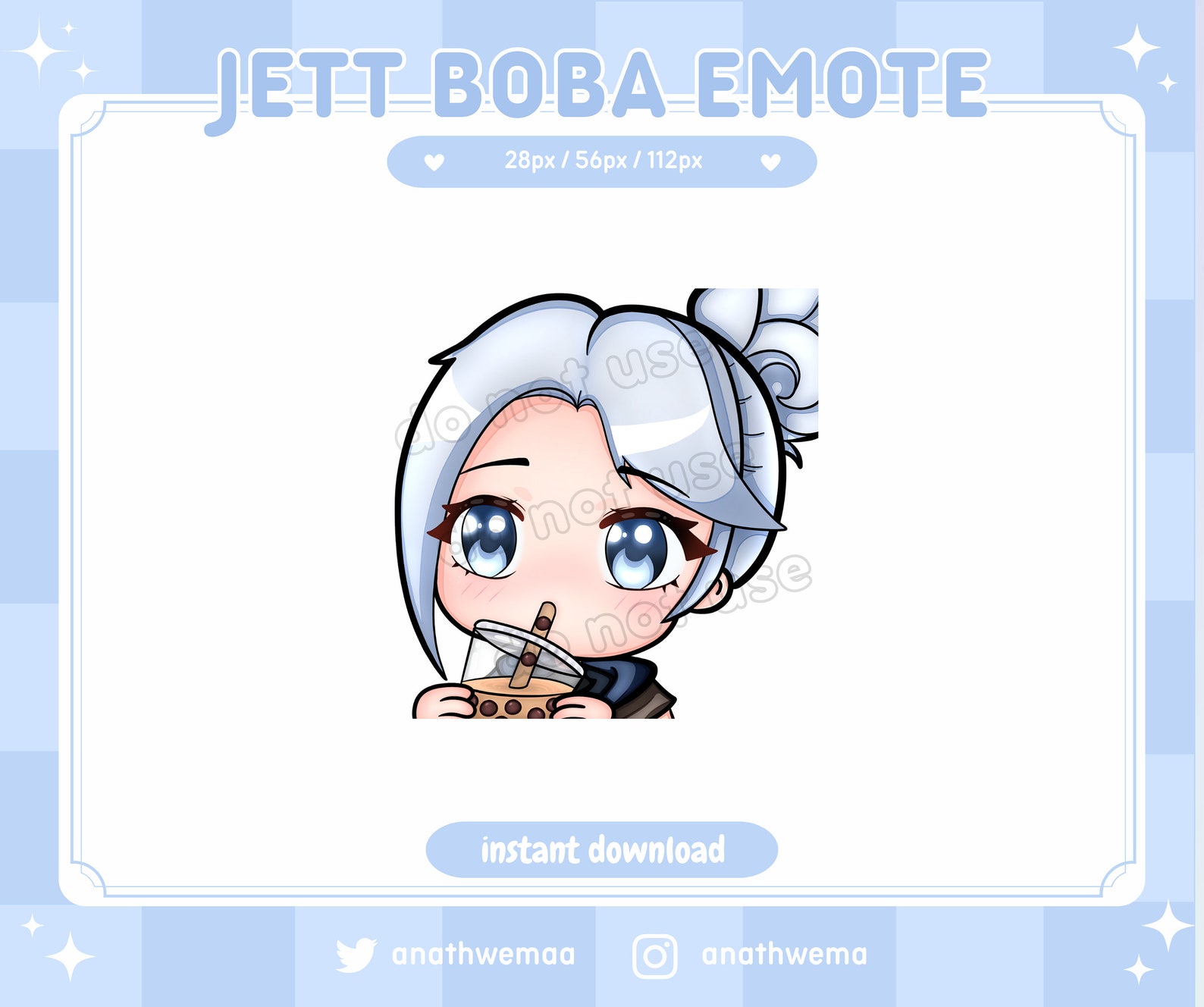Valorant Jett Boba Sip Emote Twitch Discord Cute Bubble - Etsy