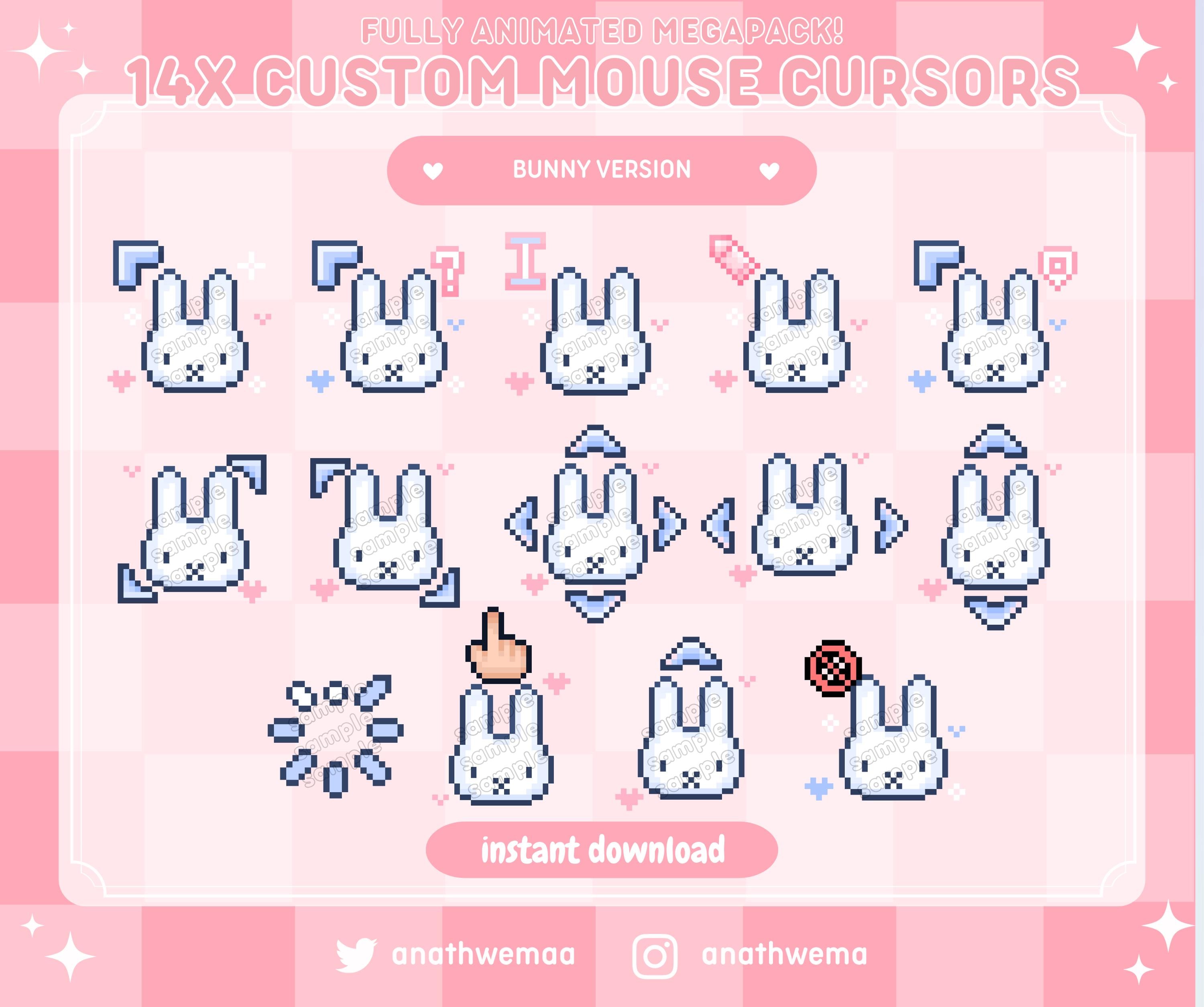 14x Pastel Bunny Cursors | WINDOWS ONLY | Animated Custom White Rabbit ...