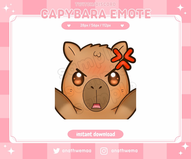 Capybara Twitch Emote Cute Angry Discord Emotes Funny Meme - Etsy