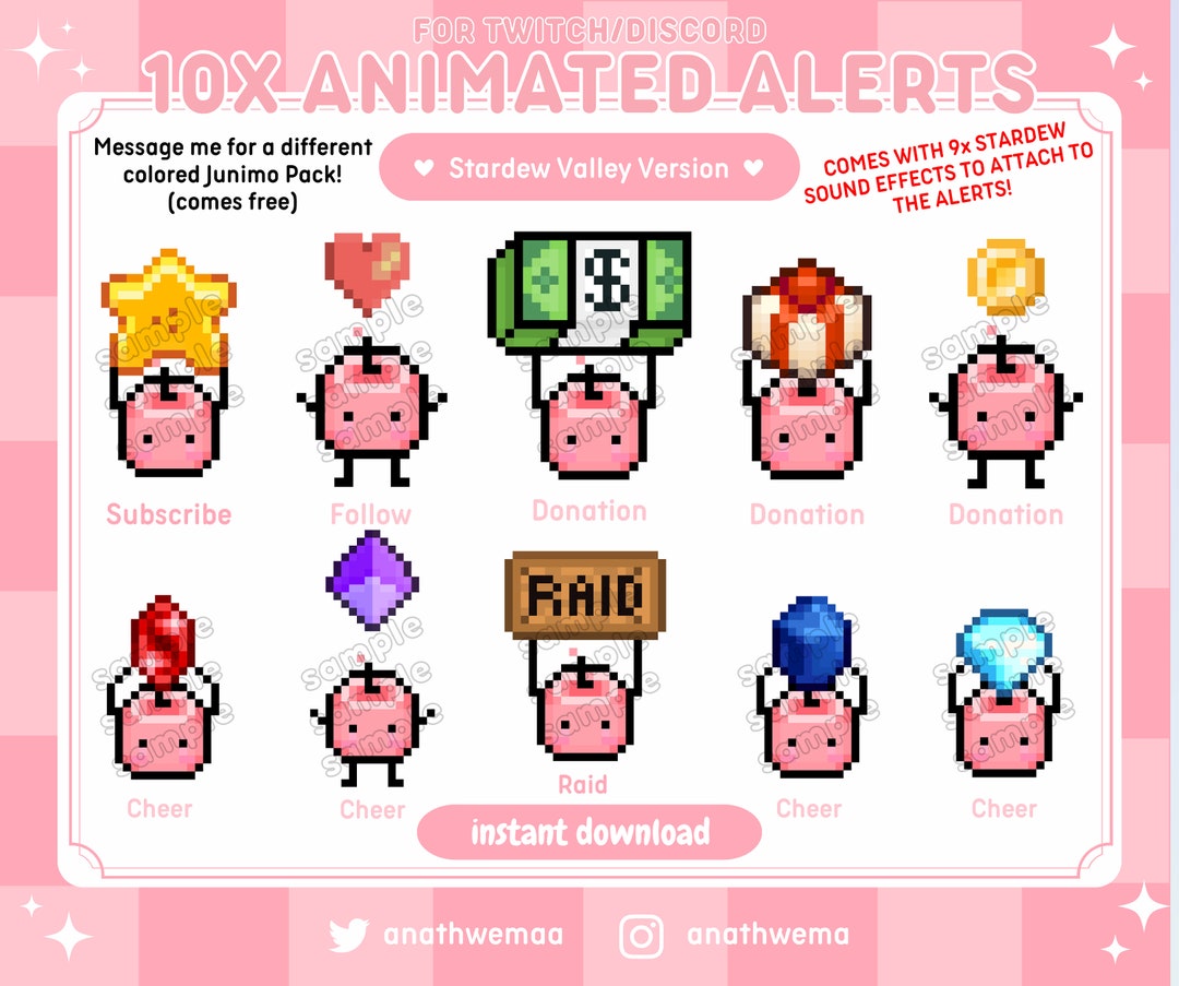 10x ANIMATED Stardew Valley Junimo Twitch Alerts + Sound Effects Pack ...