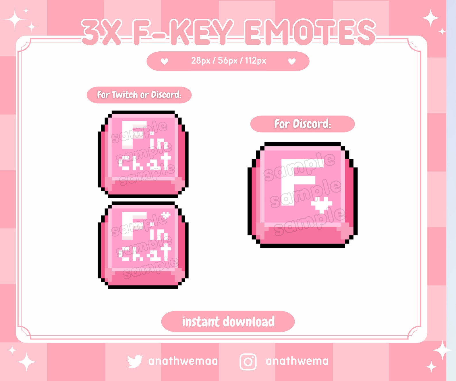 Pink F Key Twitch Emote Pixel 8 Bit Sub Bit Badge Pastel - Etsy