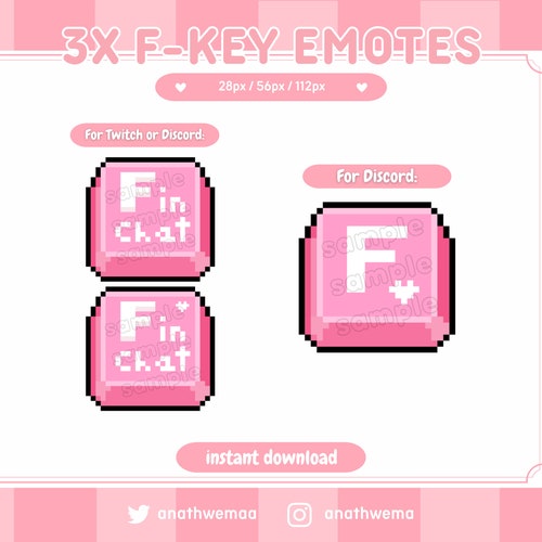 Pink F Key Twitch Emote Pixel 8 Bit Sub Bit Badge Pastel - Etsy