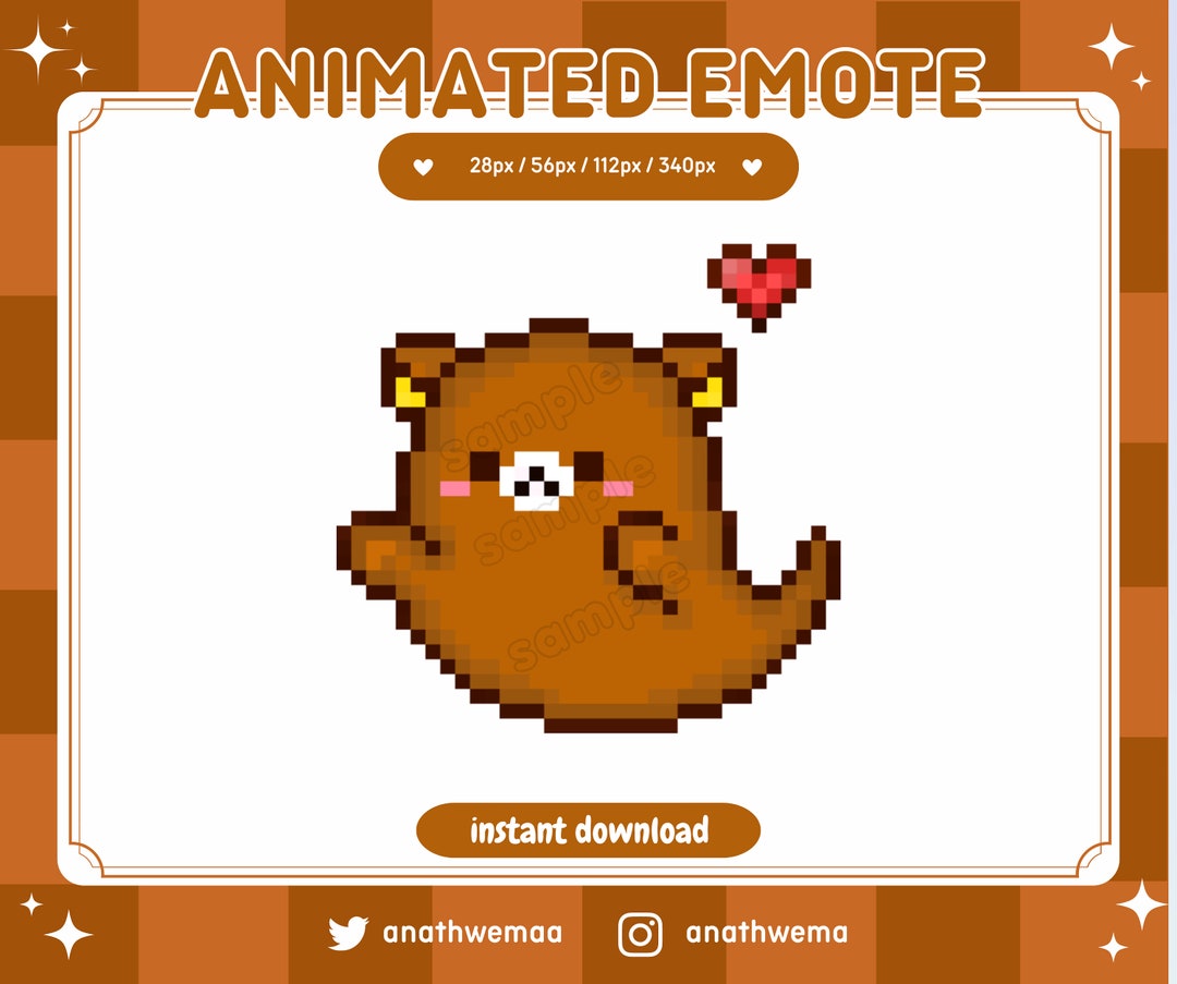 ANIMATED Cute Bear Halloween Emote 8-bit Gif Ghost Kawaii Heart Sweet ...