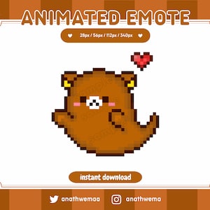 ANIMATED Cute Bear Halloween Emote 8-bit Gif Ghost Kawaii Heart Sweet ...