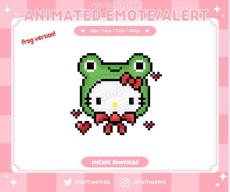 Animated Cute Plush Kitty Frog Emote | Twitch Discord Emotes | 8-bit ...