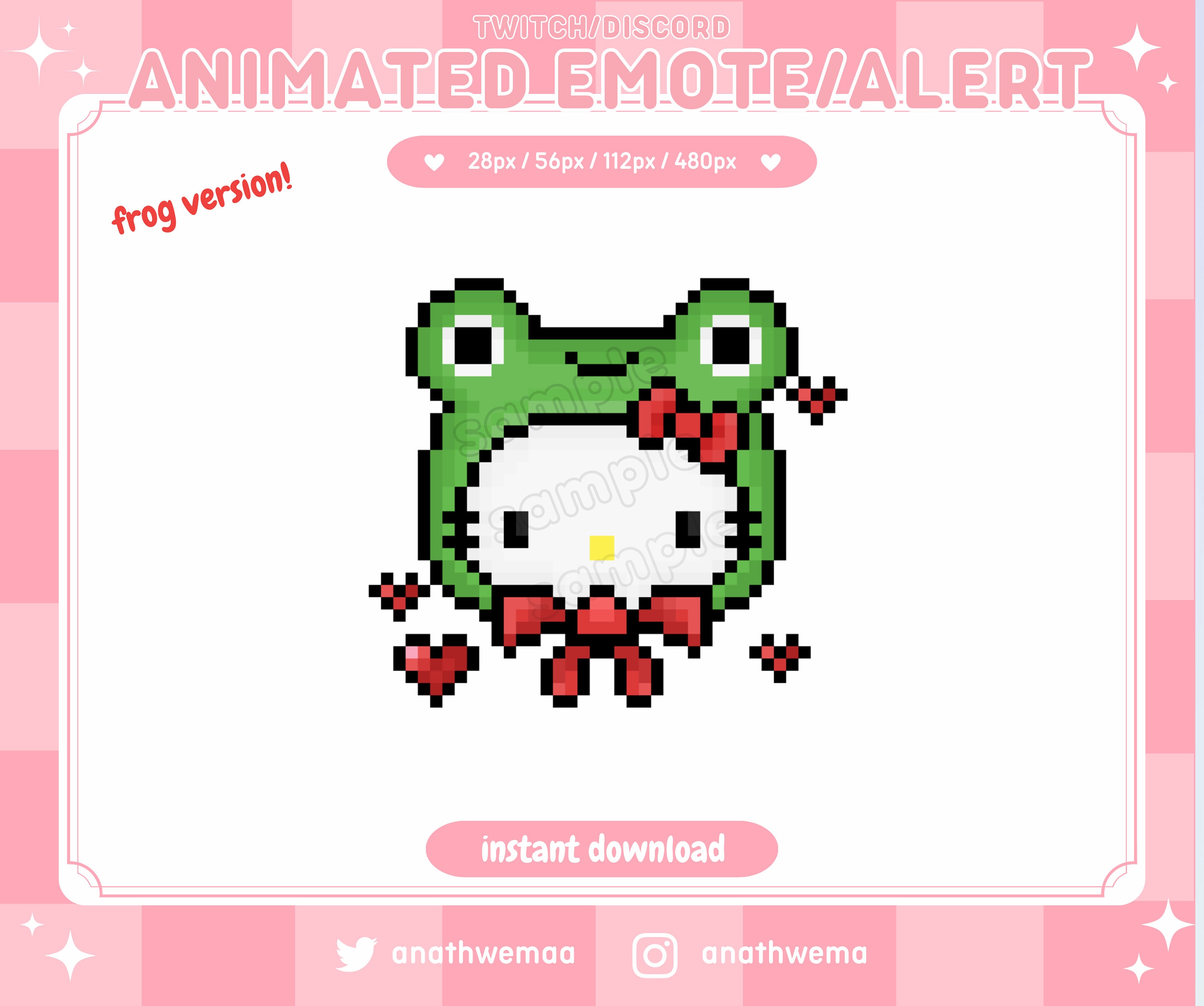 Animated Cute Plush Kitty Frog Emote | Twitch Discord Emotes | 8-bit ...