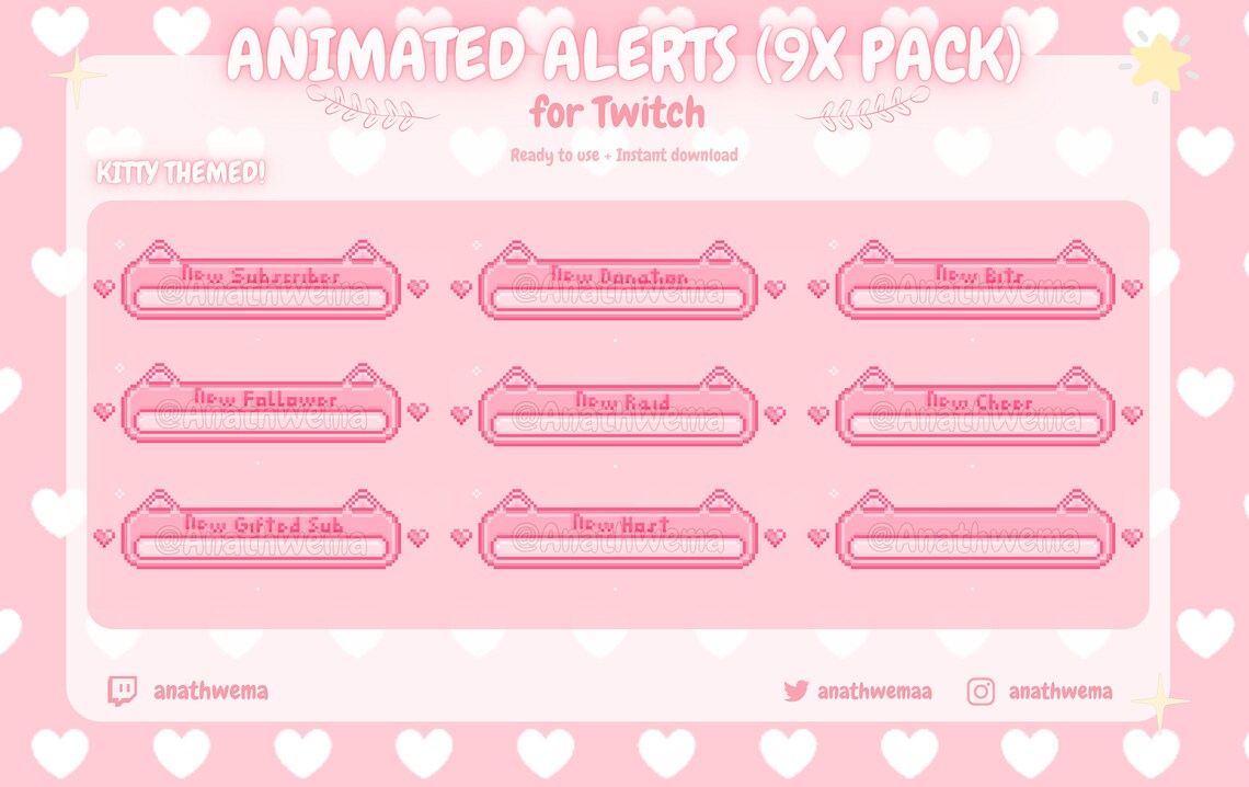 9x ANIMATED Kitty Twitch Alerts Pack for Streamers Cute 8 - Etsy