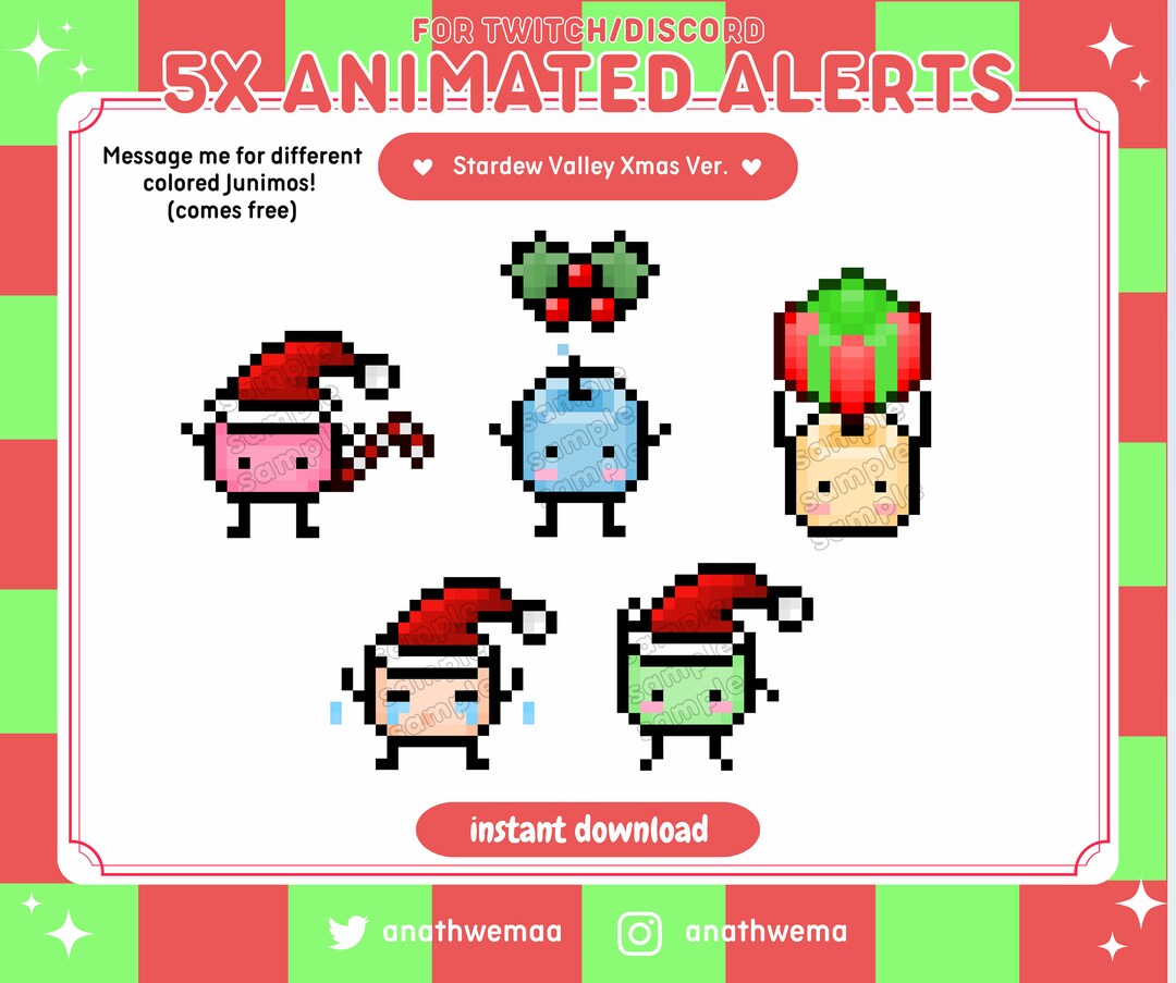 LIMITED!! 5x ANIMATED Stardew Valley Junimo Xmas Twitch Alerts | Pixel ...
