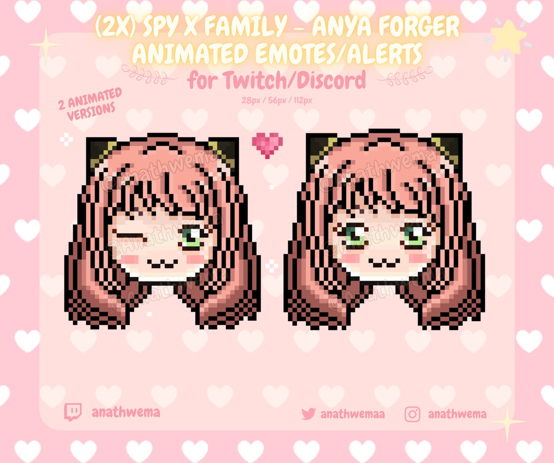 2x ANIMATED Anya Forger Spy X Family Anime Pixel Art 8-bit - Etsy UK