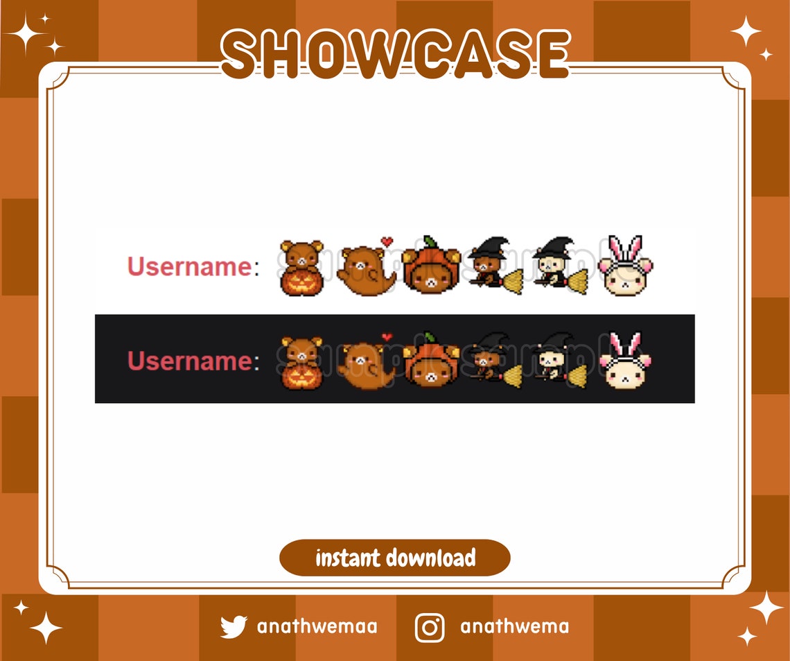 6x Cute Bear Plush Halloween Emotes | Twitch Discord Emote | 8-bit Gif ...