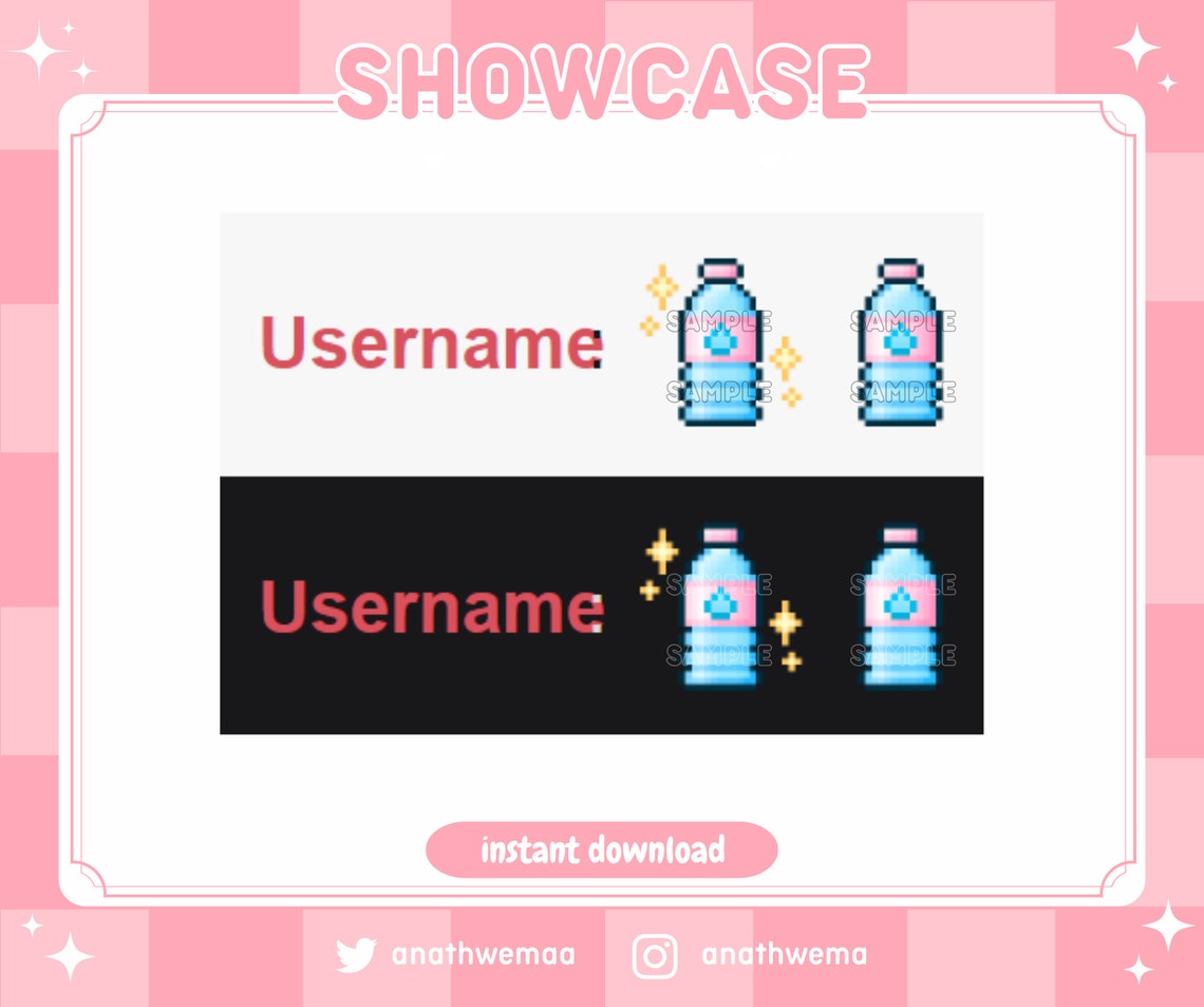 2x Cute HYDRATE / DRINK WATER Bottle Twitch Emote / Channel Points ...