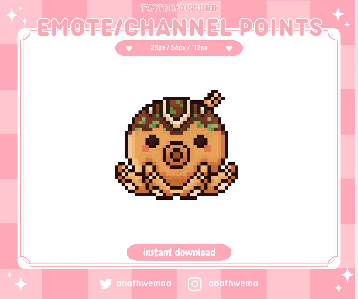 Cute Takoyaki Food Twitch Emote / Channel Point Discord Emotes Pixel 8 ...