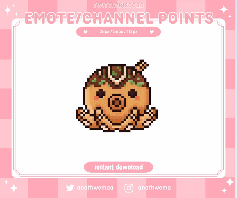 Cute Takoyaki Food Twitch Emote / Channel Point Discord Emotes Pixel 8 ...