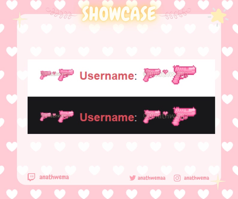 1 ANIMATED 2 STATIC Pixel Art Pink Heart Gun Twitch Emote 8 Bit Sub Bit ...