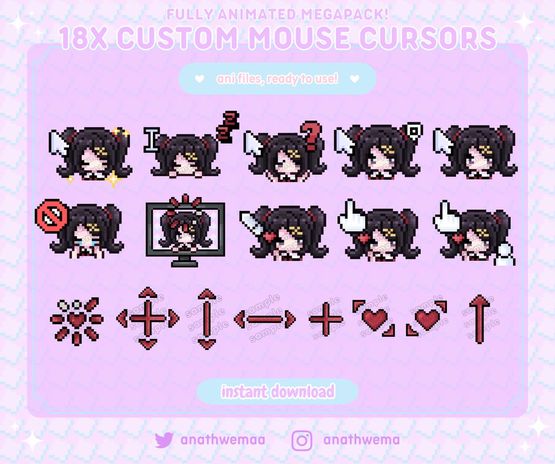 18x Needy Streamer Cursors | WINDOWS ONLY | Animated Custom Girl Kawaii ...