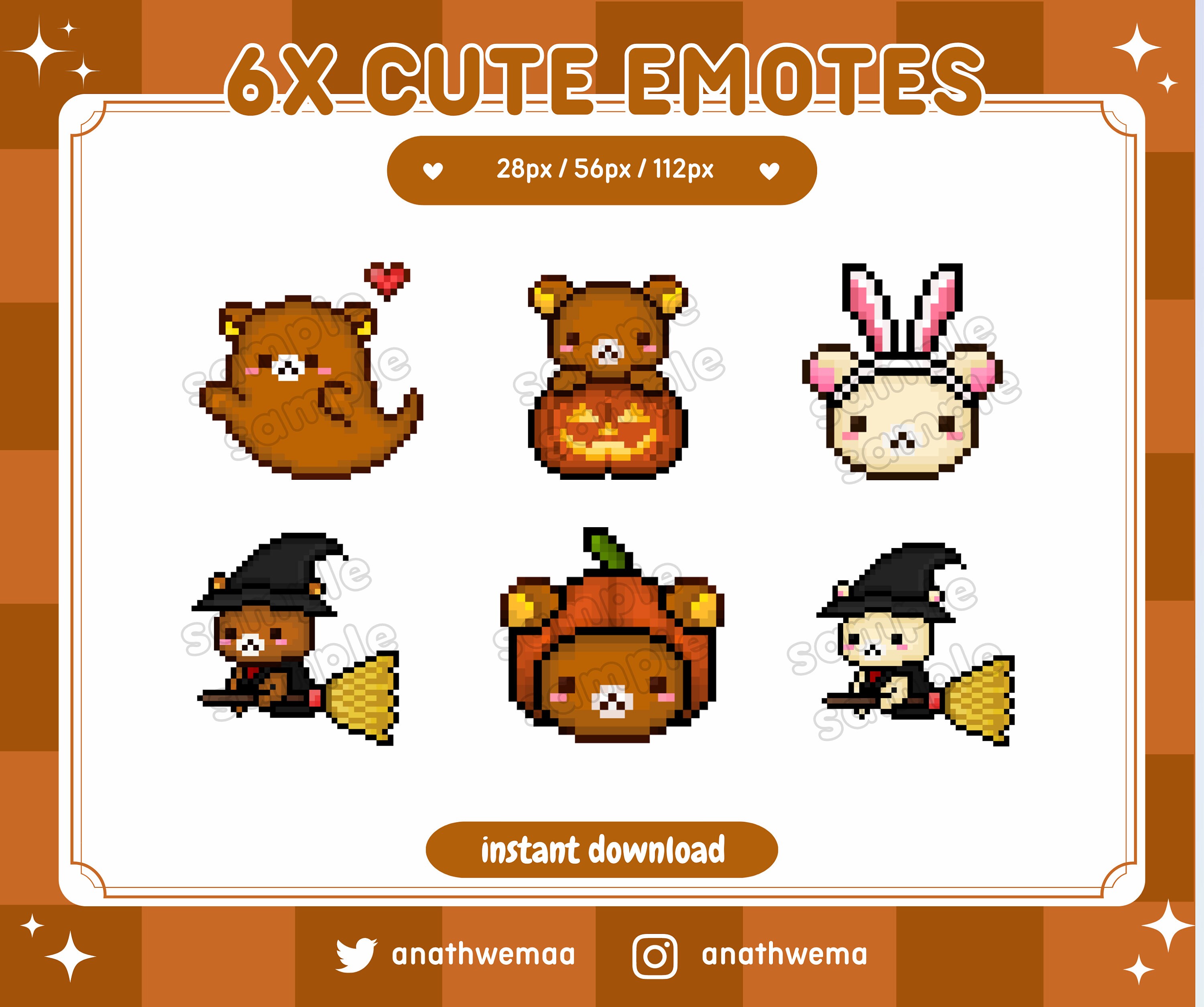 6x Cute Bear Plush Halloween Emotes | Twitch Discord Emote | 8-bit Gif ...