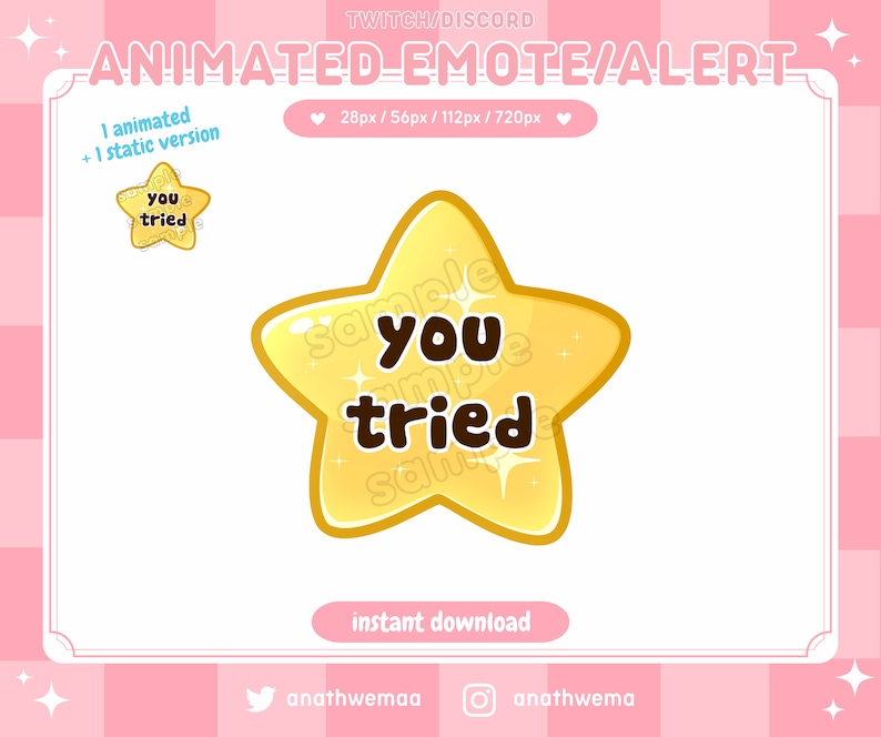 ANIMATED + STATIC You Tried Star Twitch Emote / Alert | Discord Emotes ...