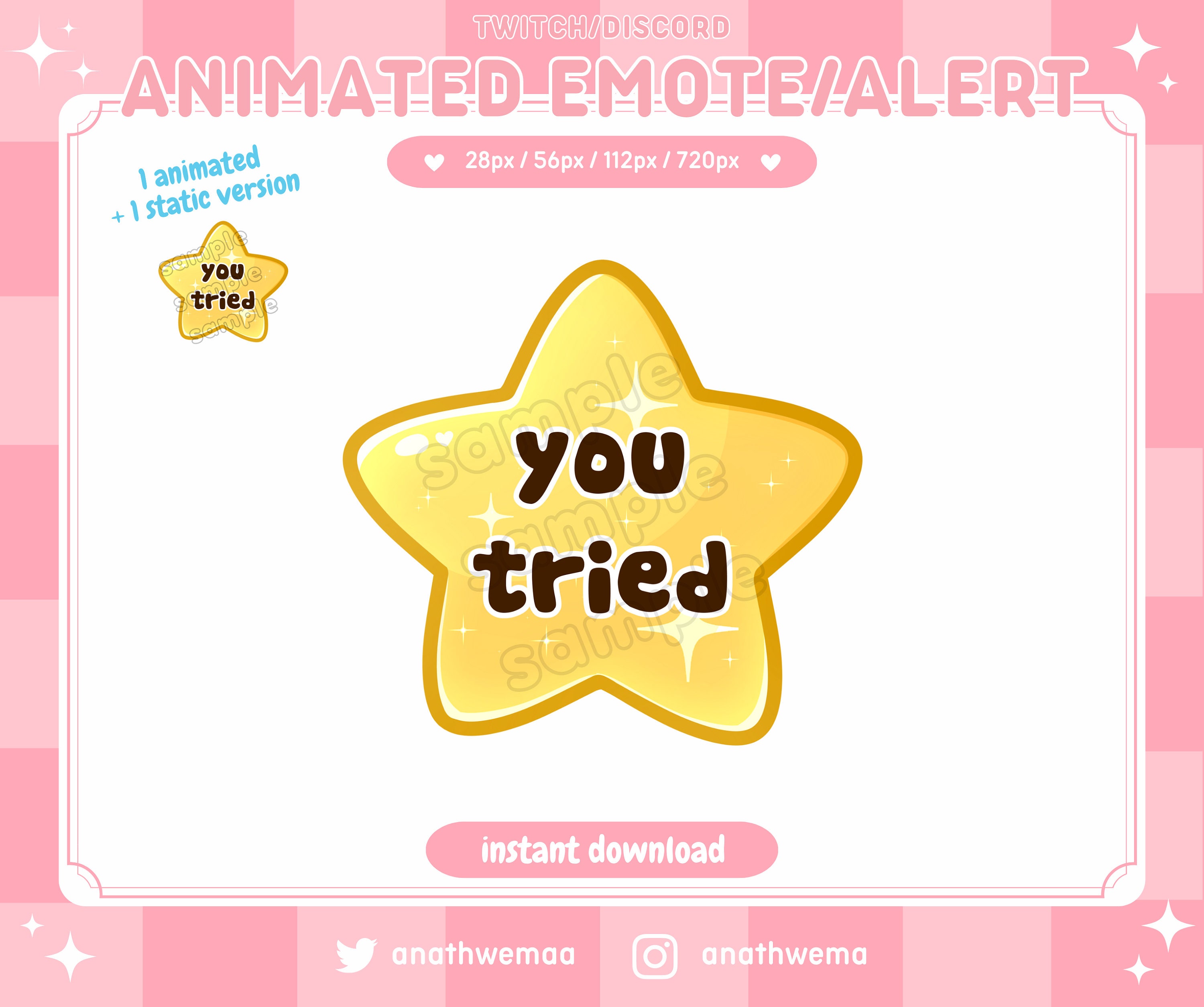 ANIMATED + STATIC You Tried Star Twitch Emote / Alert | Discord Emotes ...