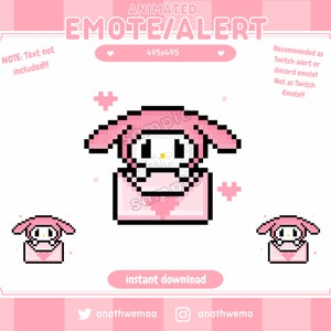 Animated Cute Plush Twitch Alert | Discord Emote | 8-bit Pink Bunny ...