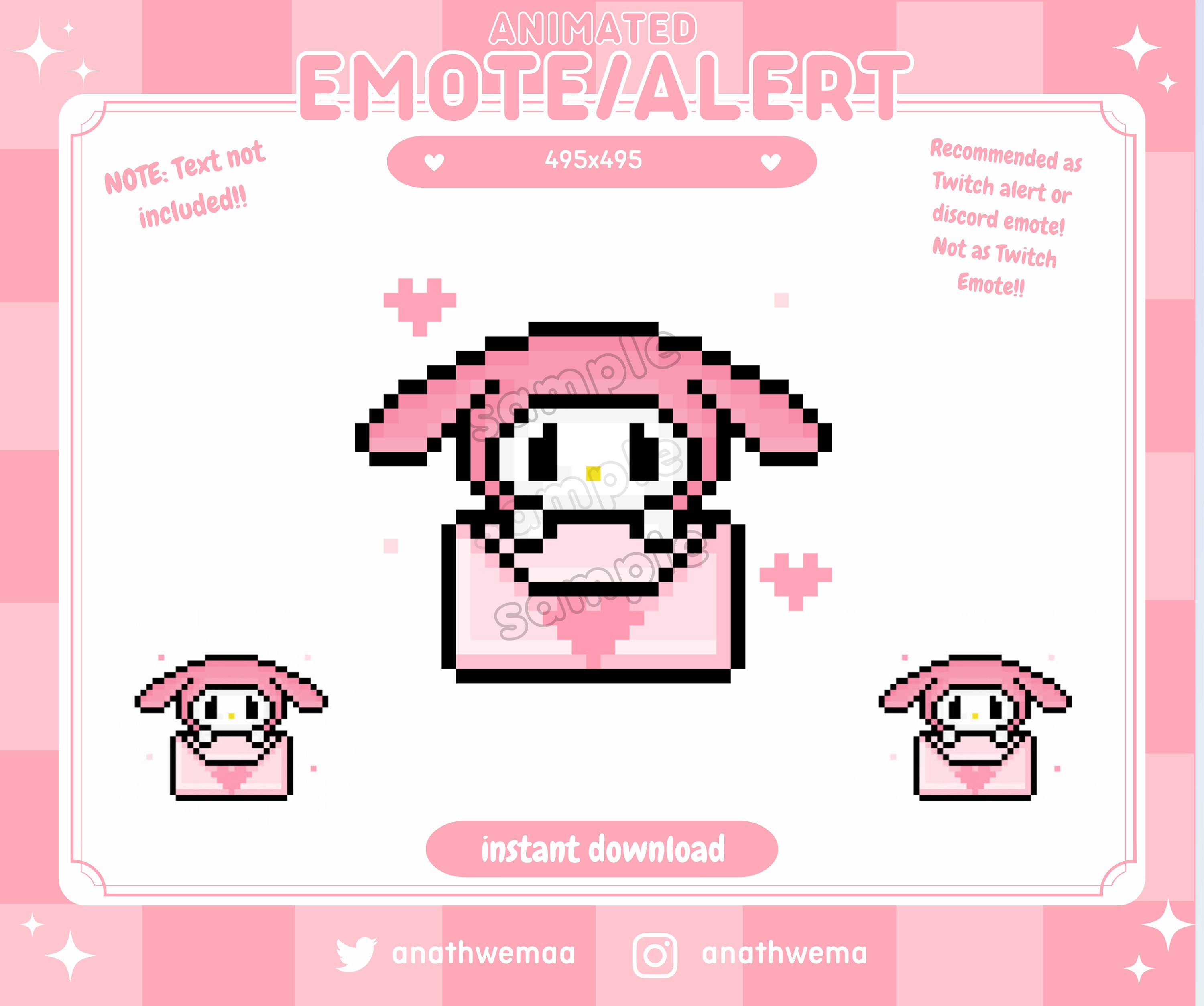 Animated Cute Plush Twitch Alert Discord Emote 8-bit Pink - Etsy