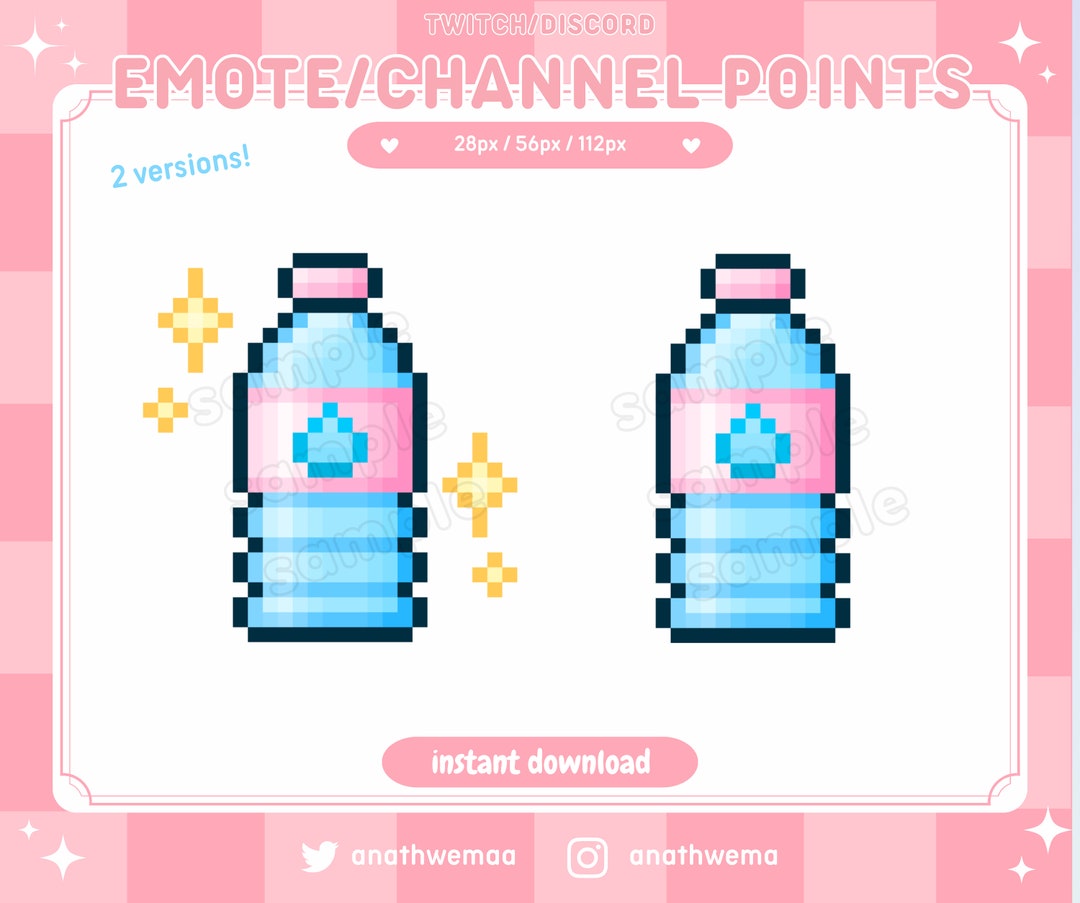 2x Cute HYDRATE / DRINK WATER Bottle Twitch Emote / Channel Points ...