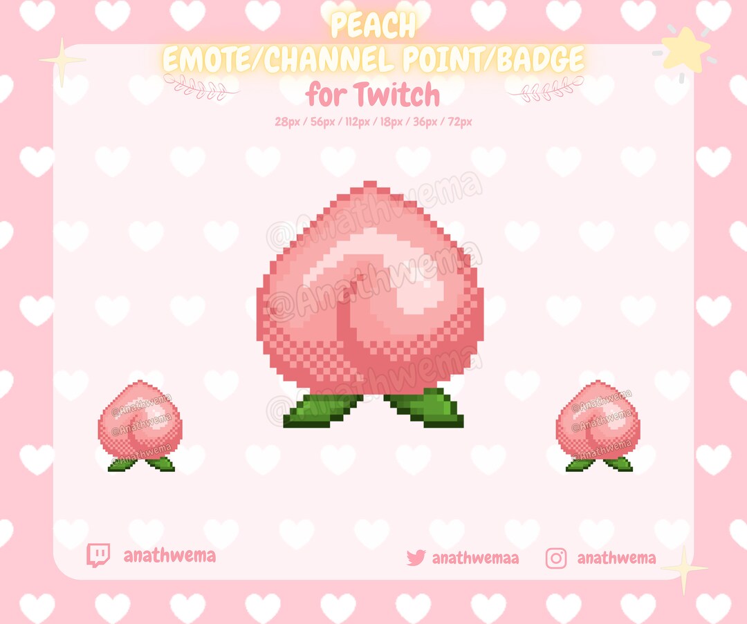 Cute Peach Channel Points / Twitch Emote / Sub Badge Pixel Art 8 Bit ...