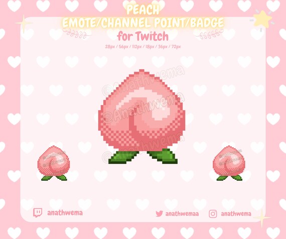 Cute Peach Channel Points / Twitch Emote / Sub Badge Pixel - Etsy