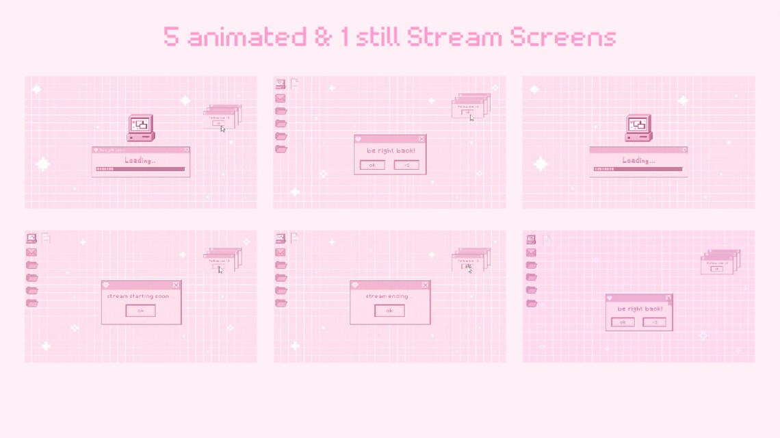 Animated Twitch Stream Package | Alerts | Cute Desktop Vhs Pink Pixel ...
