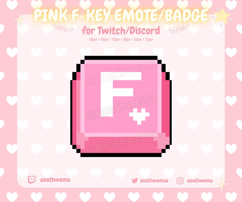 Pink F Key Twitch Emote Pixel 8 Bit Sub Bit Badge Pastel - Etsy