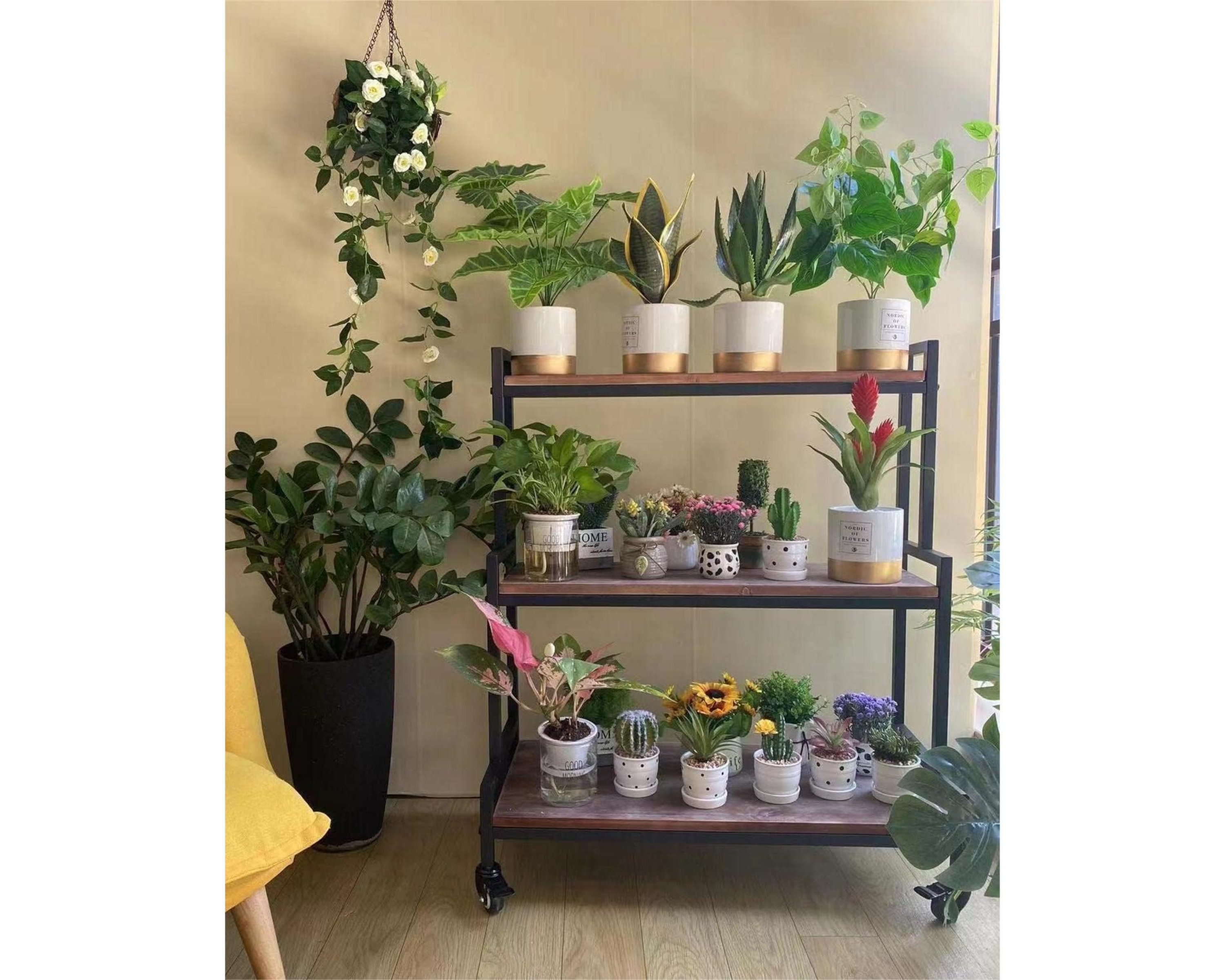 Rustic Plant Stand With Wheels Plant Shelves Indoor Rack Metal - Etsy