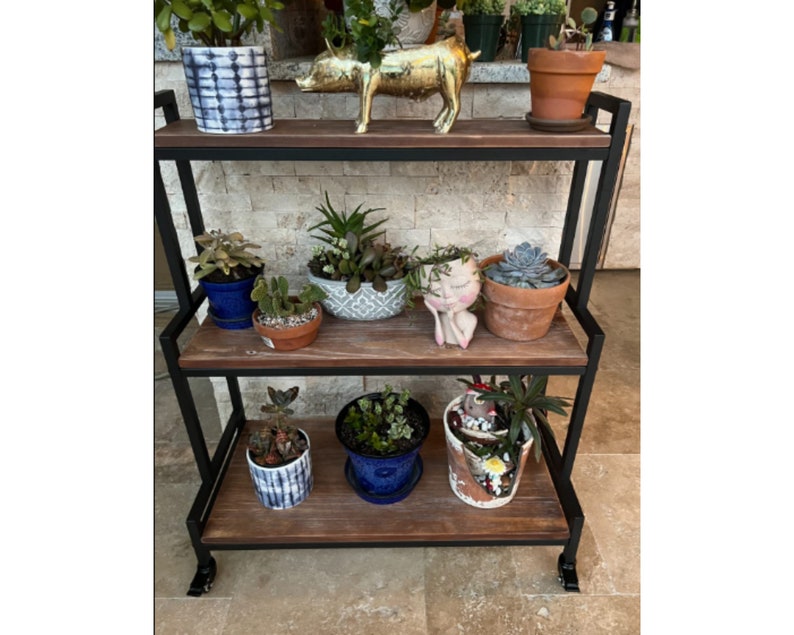 Rustic Plant Stand With Wheels Plant Shelves Indoor Rack Metal - Etsy